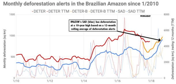 Amazon deforestation at highest level in 10 years, says Brazil