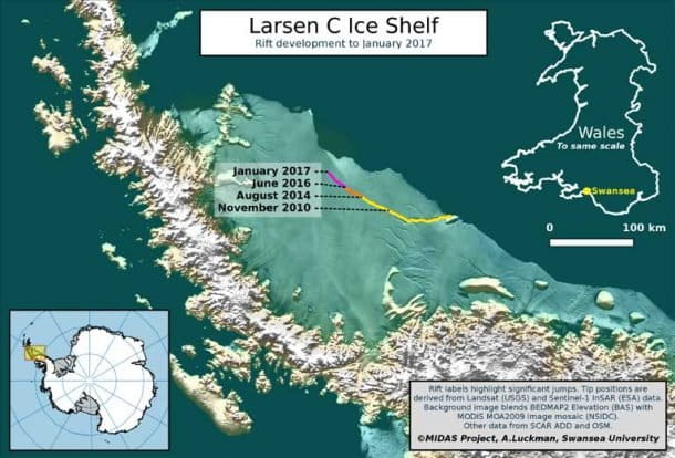 Antarctica’s Larsen C calves giant 5,800 square kilometer iceberg