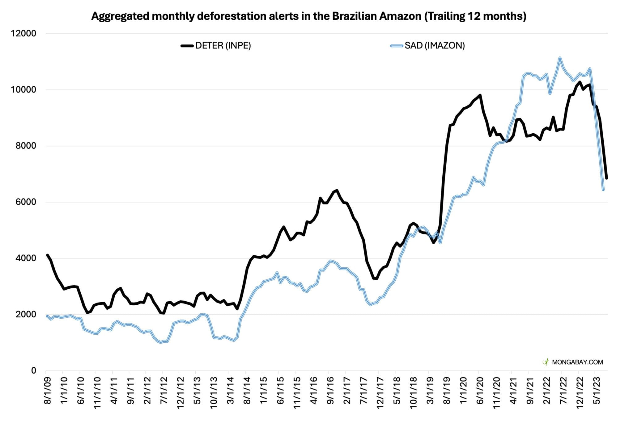 Deforestation in the Amazon rainforest continues to plunge