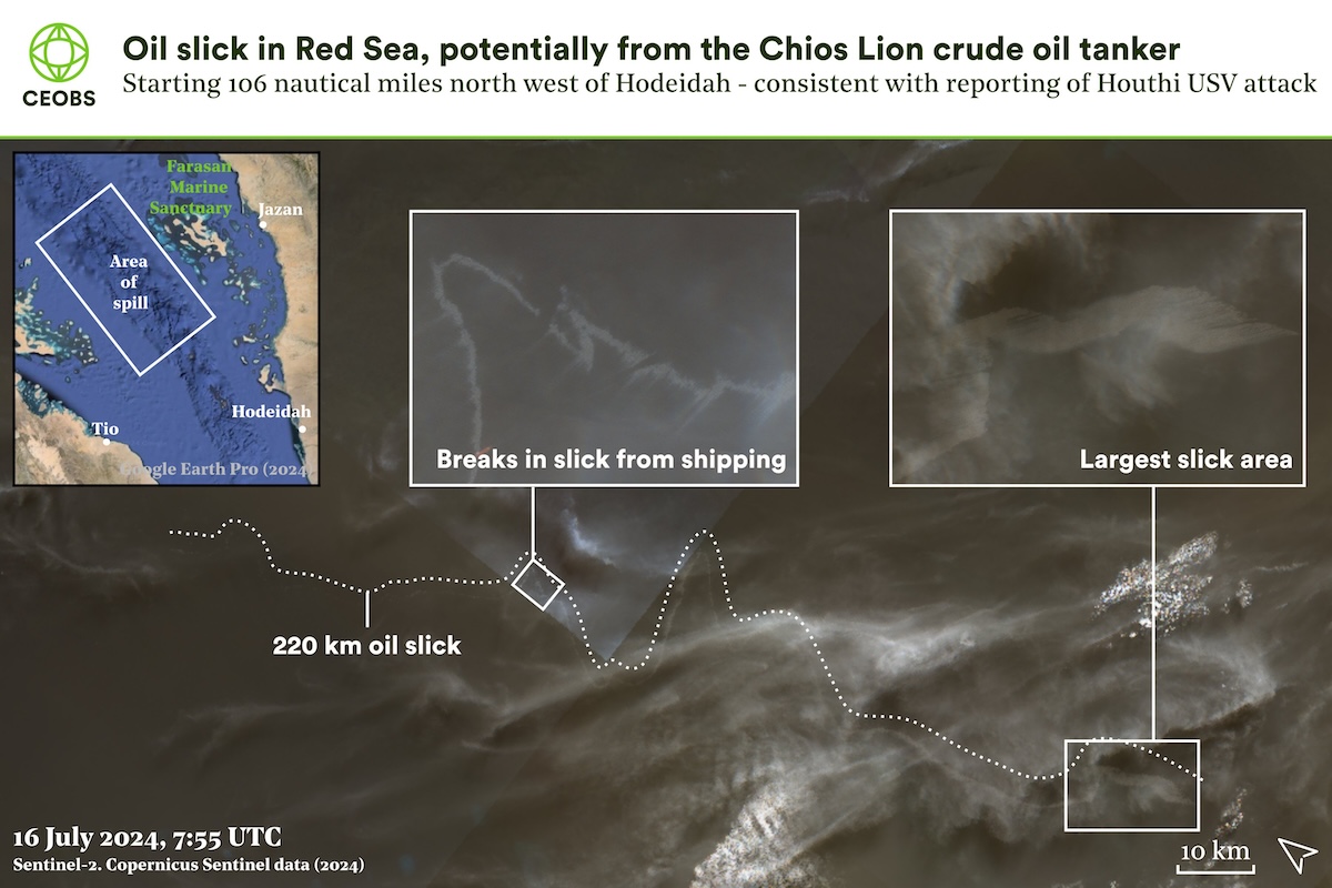 Six months after first Houthi ship sinking, attacks slick Red Sea with oil